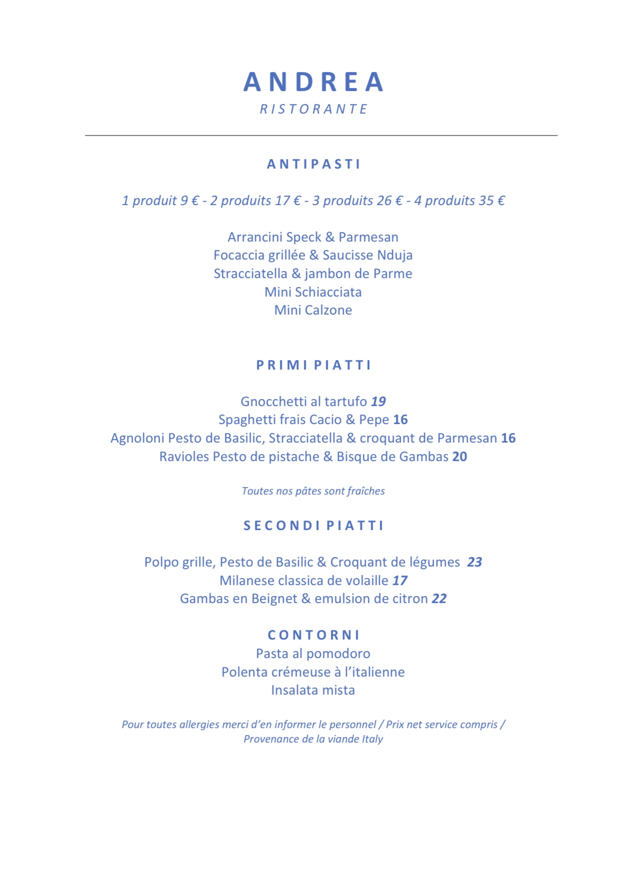 Da ANDREA - Cucina Italiana / Restaurant Italien / NICE